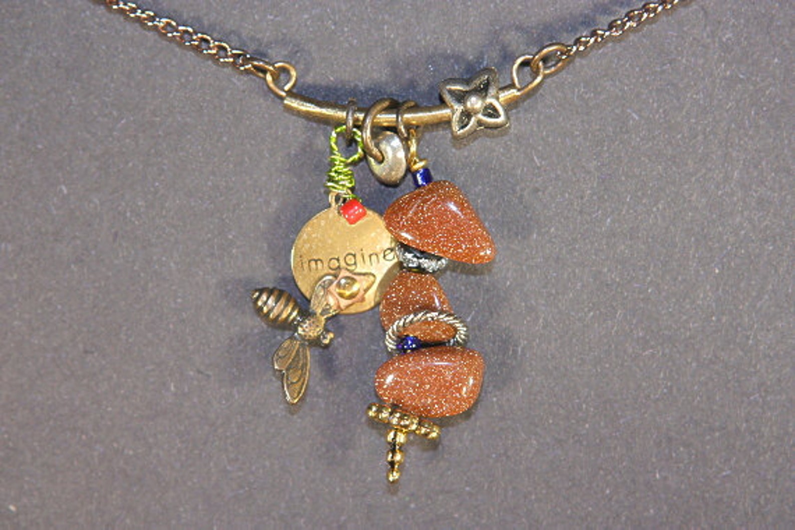 Gold Stone Honey Bee Imagine Necklace - Etsy