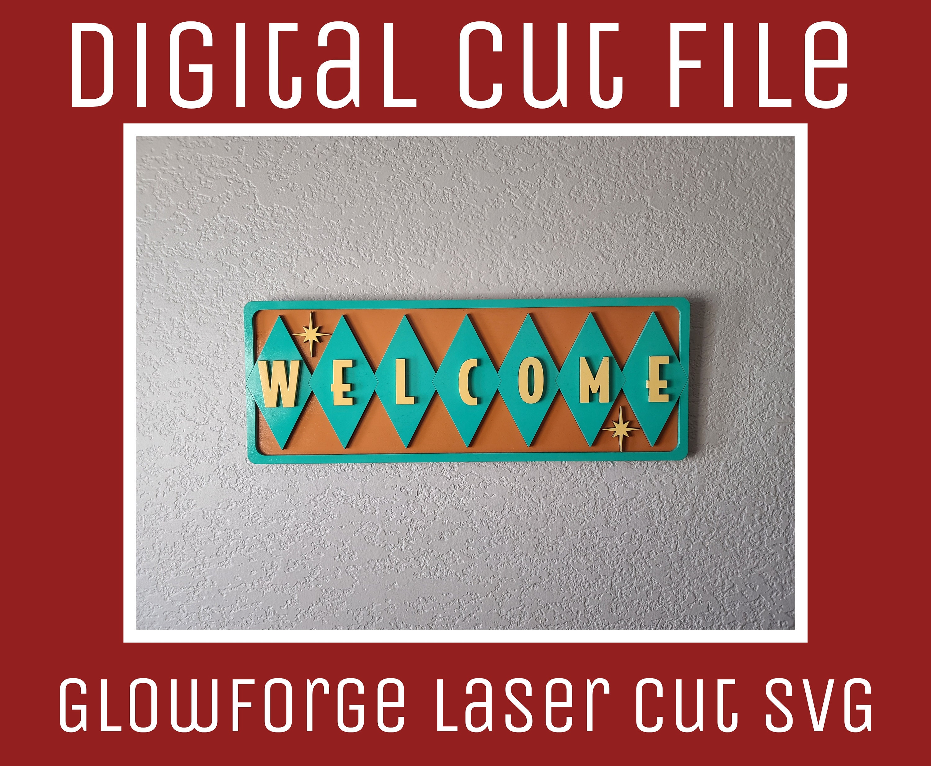Mid Century Modern Rectangle Welcome Sign Retro SVG File | Etsy