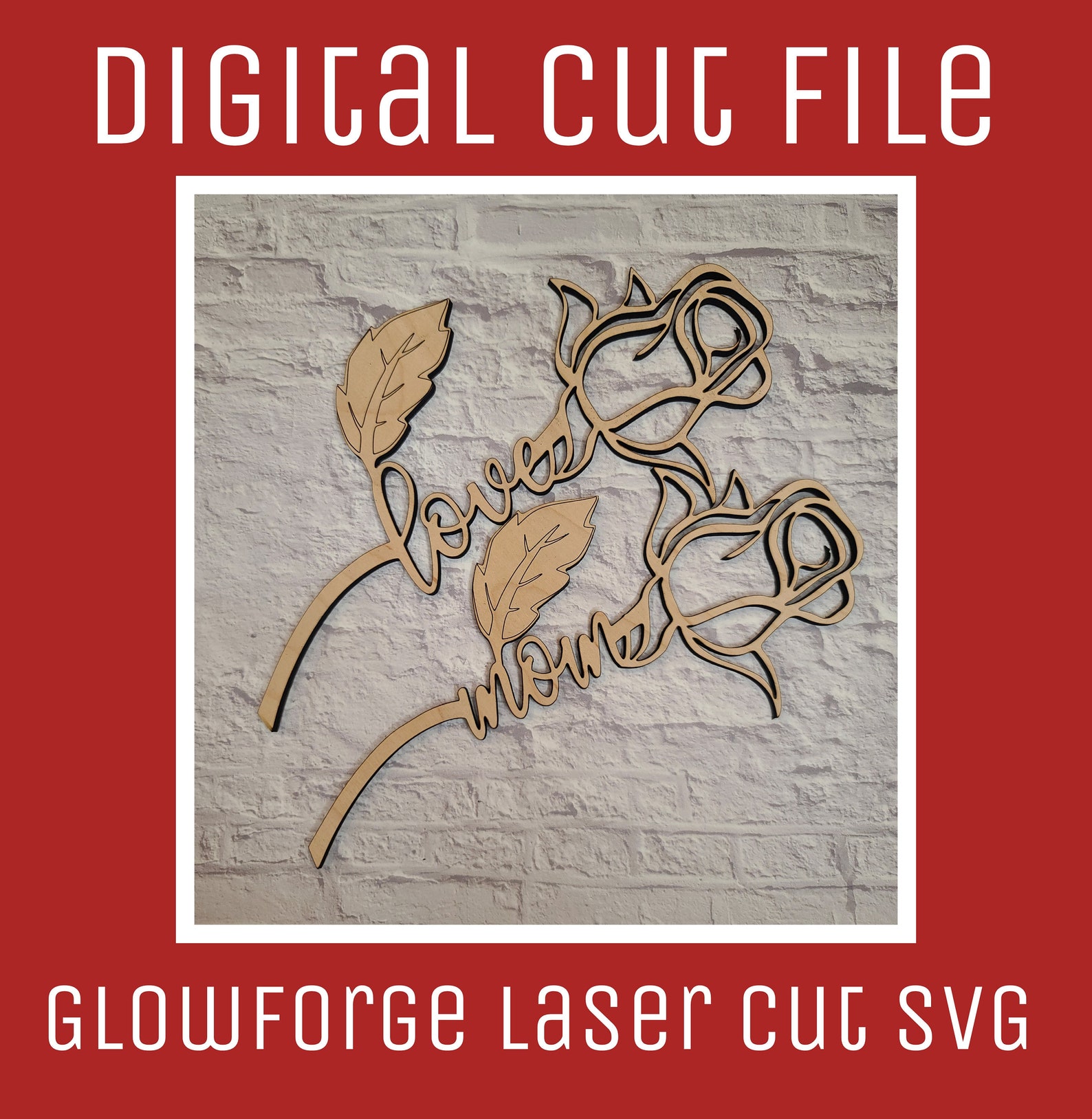 Long Stem Rose SVG File Customizable | Etsy Canada