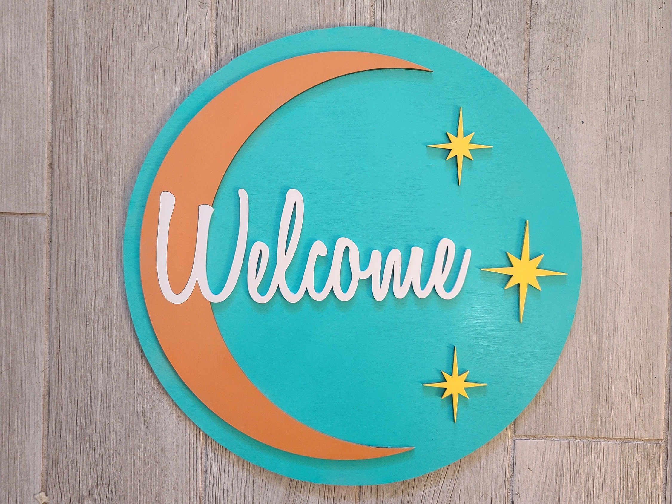 Mid Century Modern Round Welcome Sign Retro SVG File 3 Sizes - Etsy
