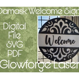 Damask Welcome Sign SVG File - Etsy