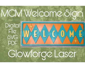 Mid Century Modern Welcome Sign SVG File - Etsy