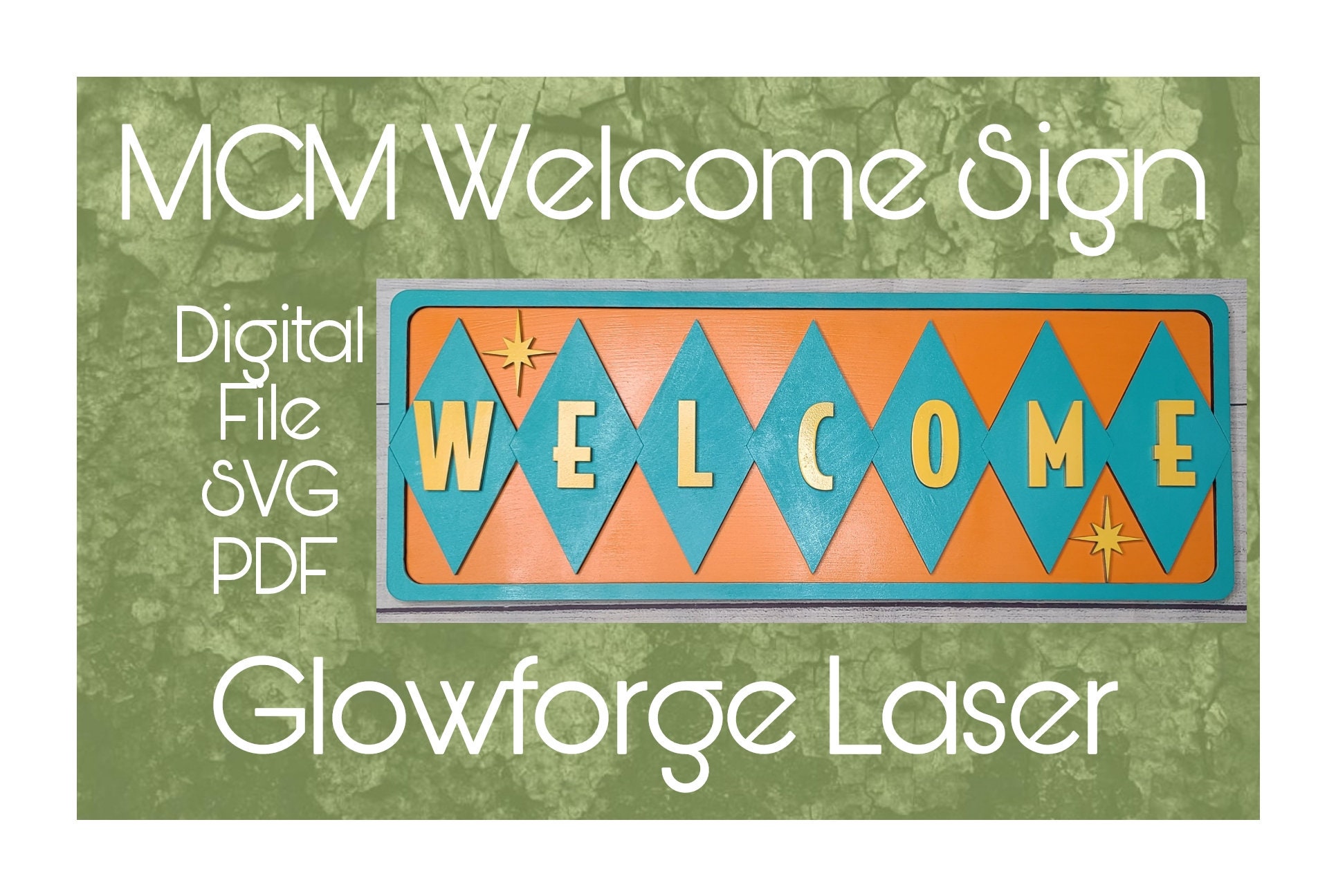 Mid Century Modern Rectangle Welcome Sign Retro SVG File - Etsy