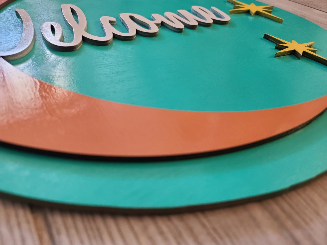 Mid Century Modern Round Welcome Sign Retro SVG File 3 Sizes - Etsy