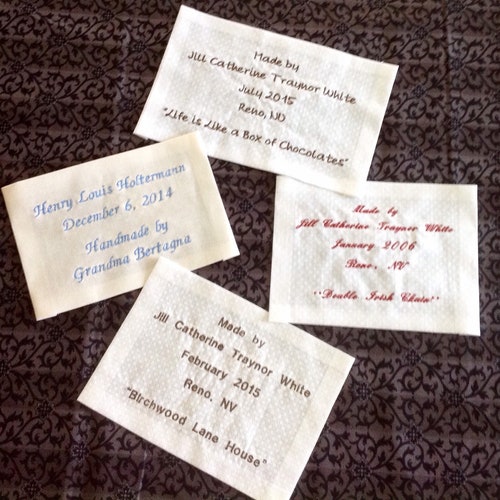 Machine Embroidered Personalized Quilt Label - Etsy