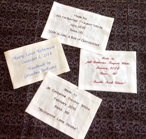 Machine Embroidered Personalized Quilt Label - Etsy