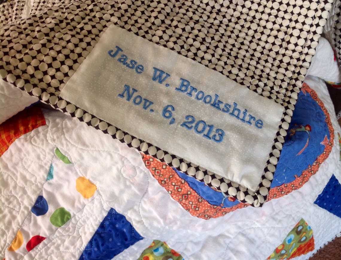 Machine Embroidered Personalized Quilt Label - Etsy