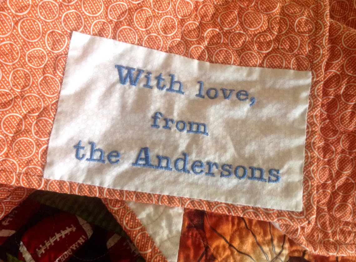 Machine Embroidered Personalized Quilt Label - Etsy