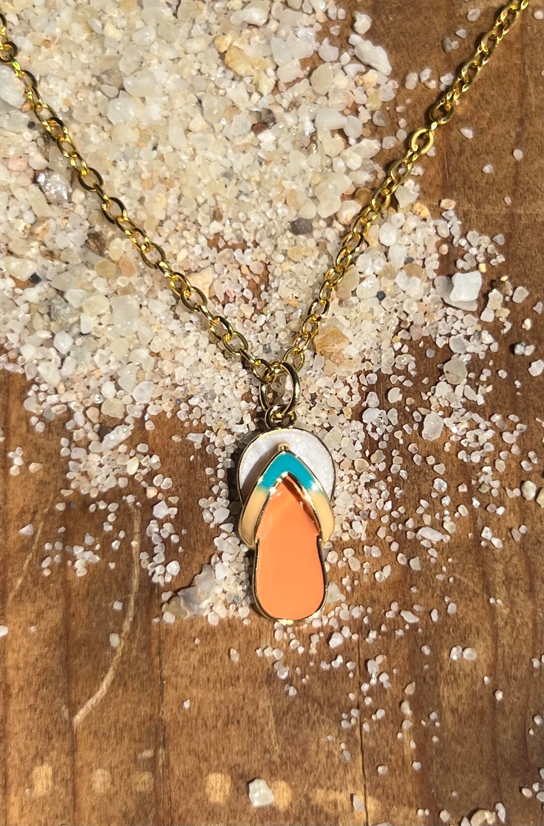 Dainty 18k Gold Flip Flop Necklace: Beach Sandal Pendant-gift for Her ...