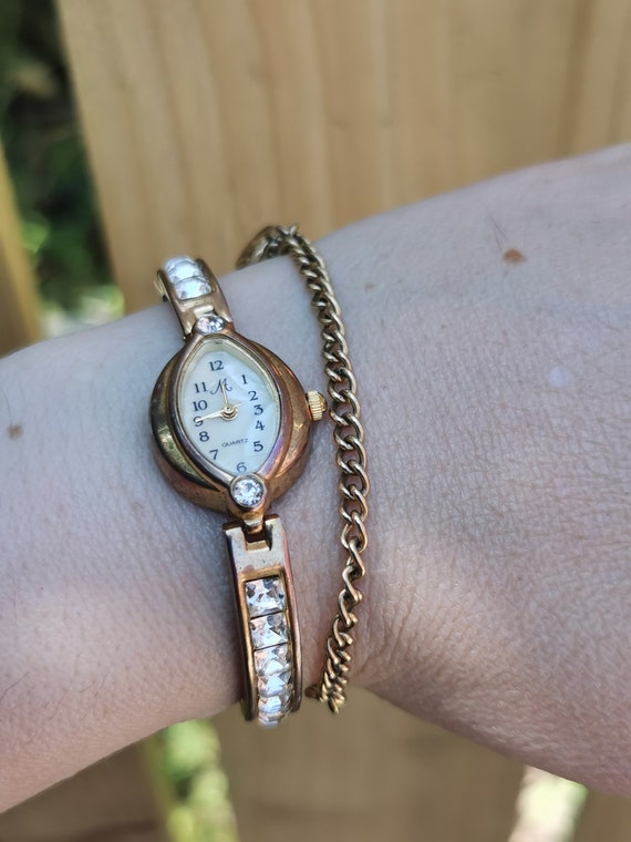 Vintage 1990s watch, Gold colour stainless steel ladi… - Gem