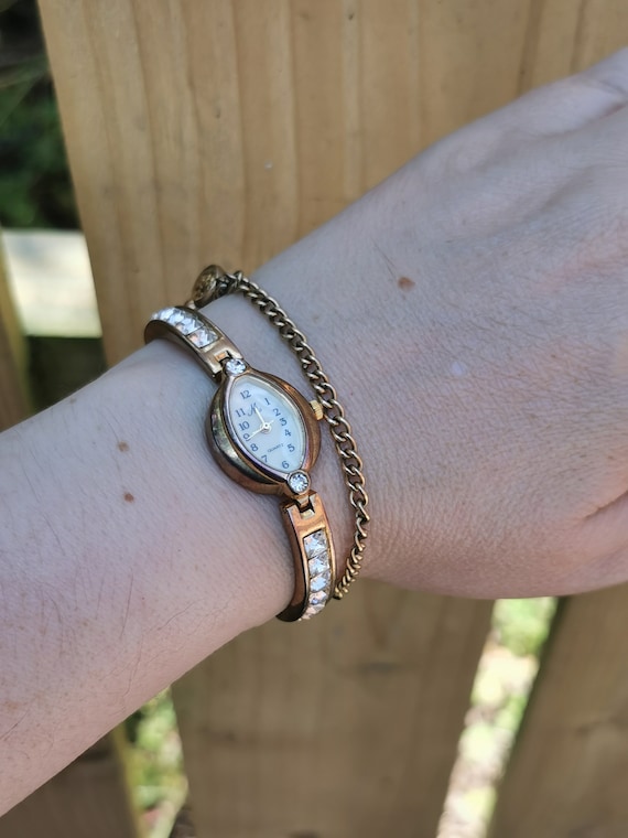 Vintage 1990s watch, Gold colour stainless steel ladi… - Gem
