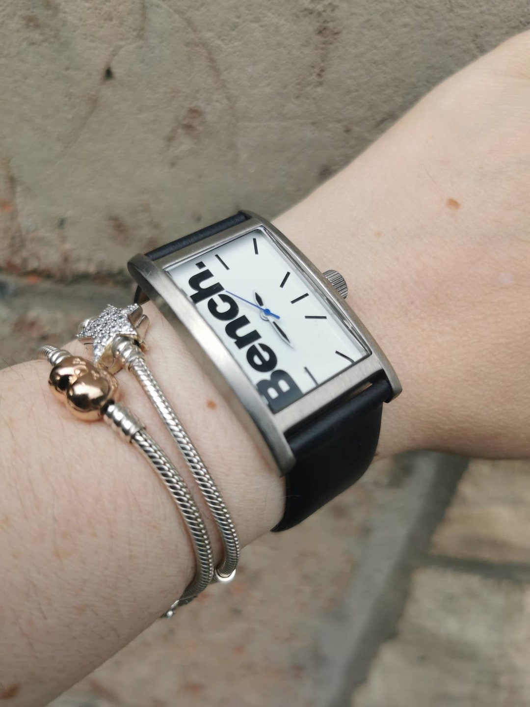 Vintage Bench Silver Colour Rectangular Dial Ladies Watch, Black ...