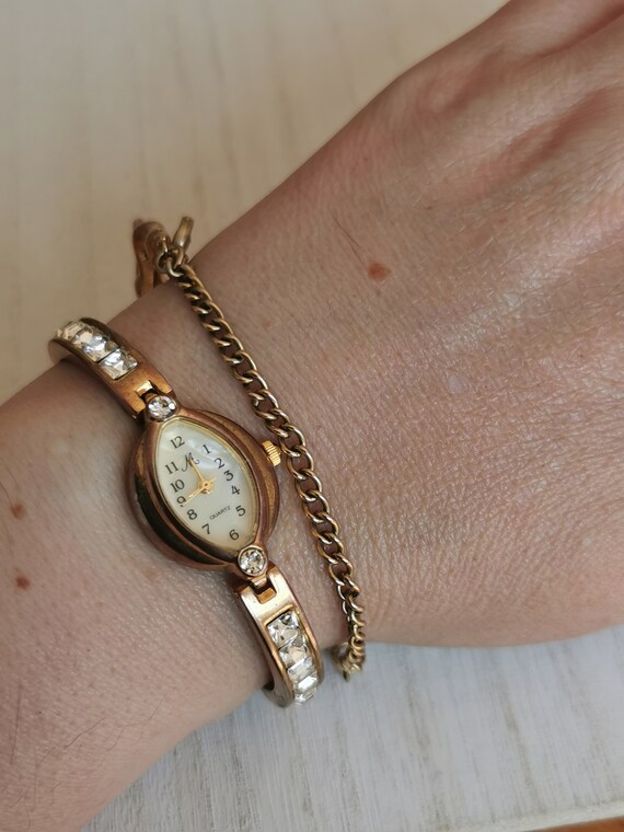 Vintage 1990s watch, Gold colour stainless steel ladi… - Gem