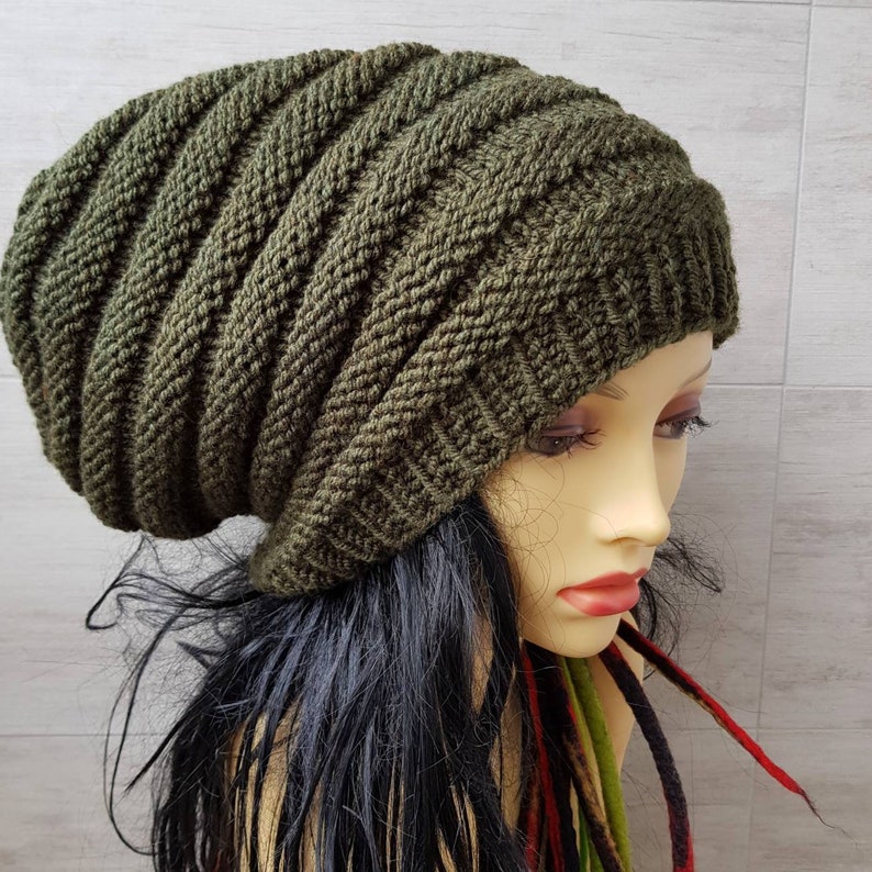 Extra Large Slouchy Beanie, Handmade Hat for Long Hair Dreadlocks ...