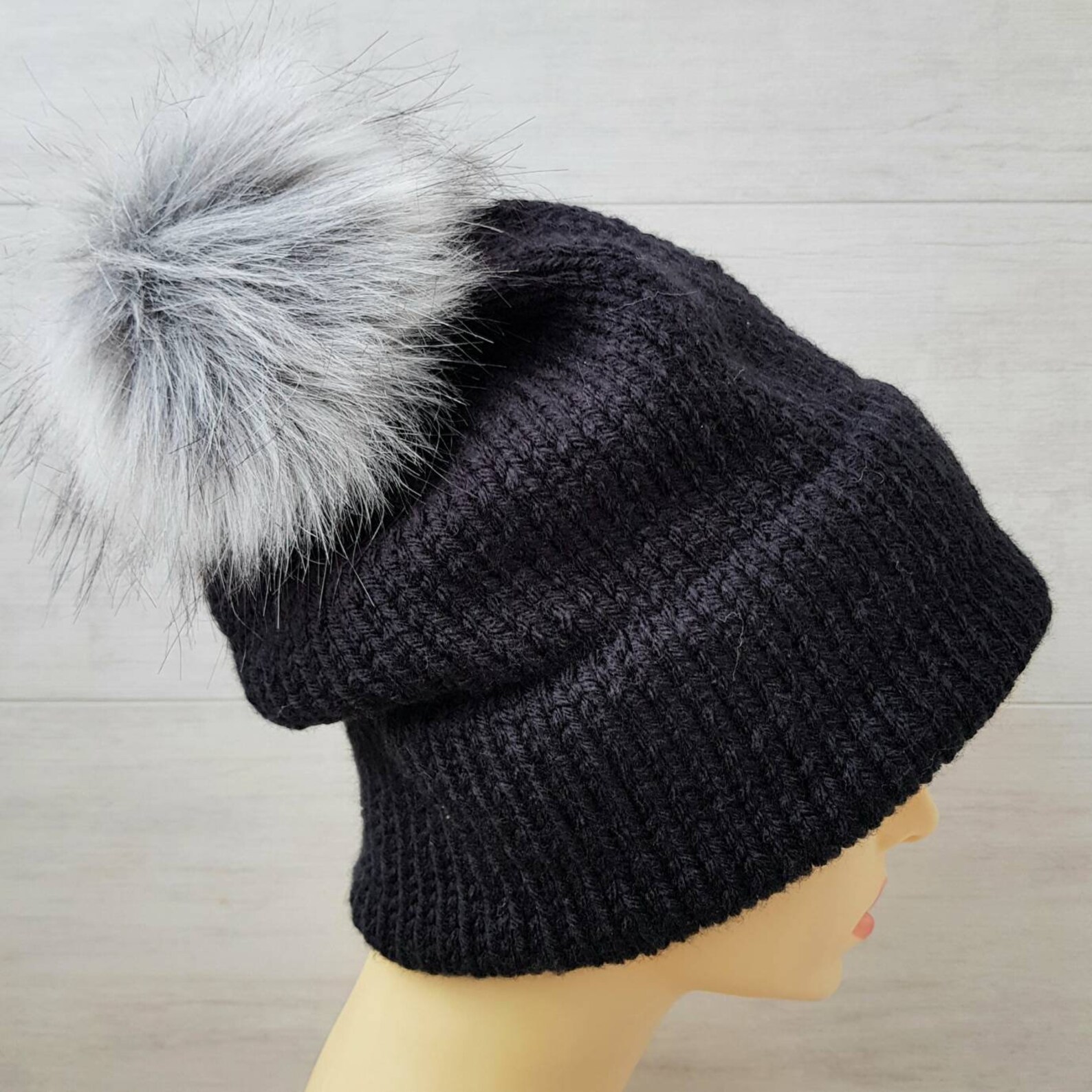 Taupe cool beanie large head double brim winter hat unisex | Etsy