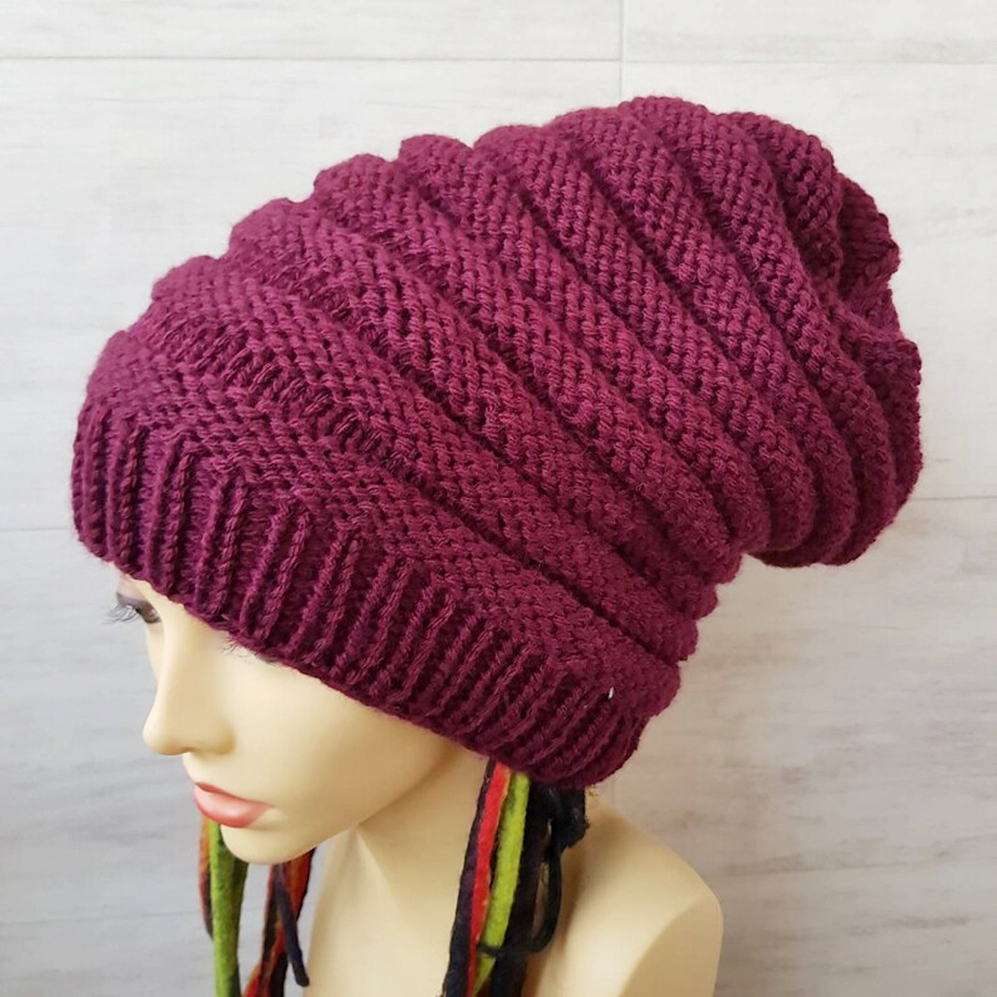 Extra Large Slouchy Beanie, Handmade Hat for Long Hair Dreadlocks ...