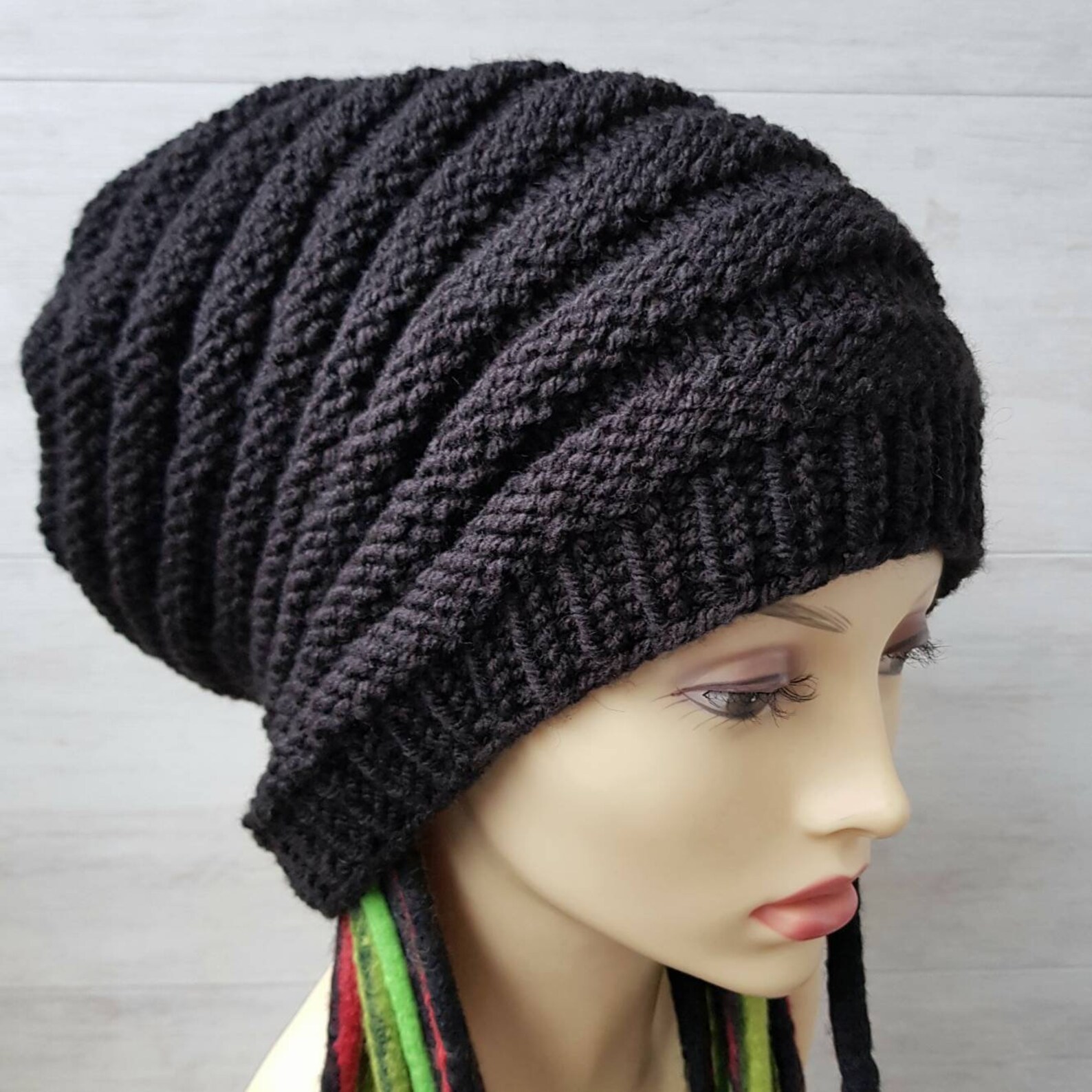 Extra Large Slouchy Beanie, Handmade Hat for Long Hair Dreadlocks ...