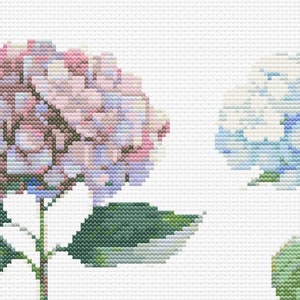 Hydrangea Wildflowers Botanical Cross Stitch Sewing Modern Embroidery Pattern Instant DMC ...