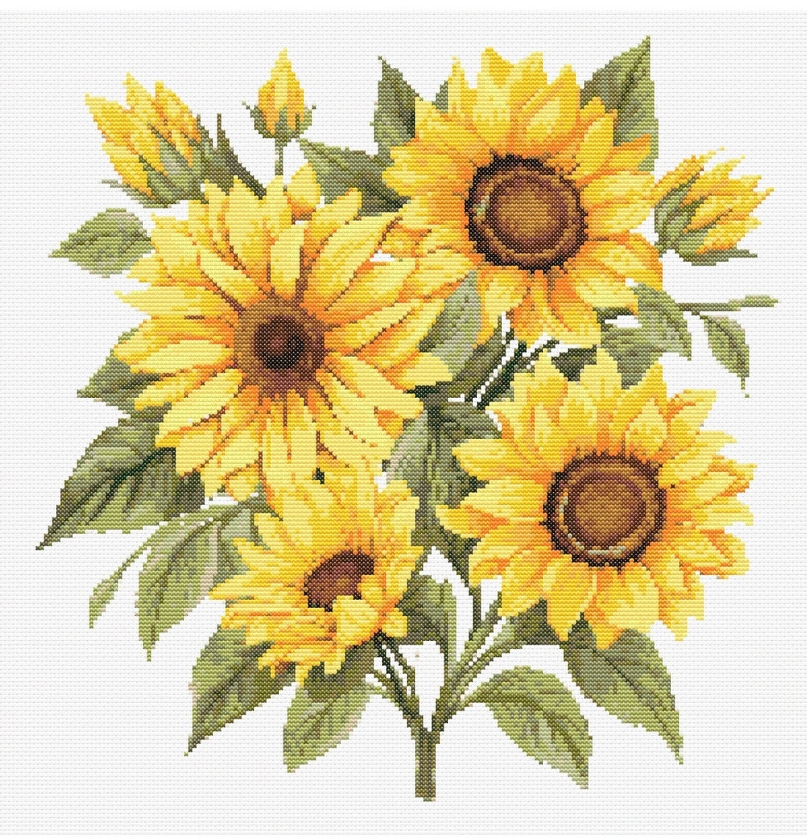 Sunflowers Cross Stitch Sewing Modern Embroidery Pattern Instant DMC ...
