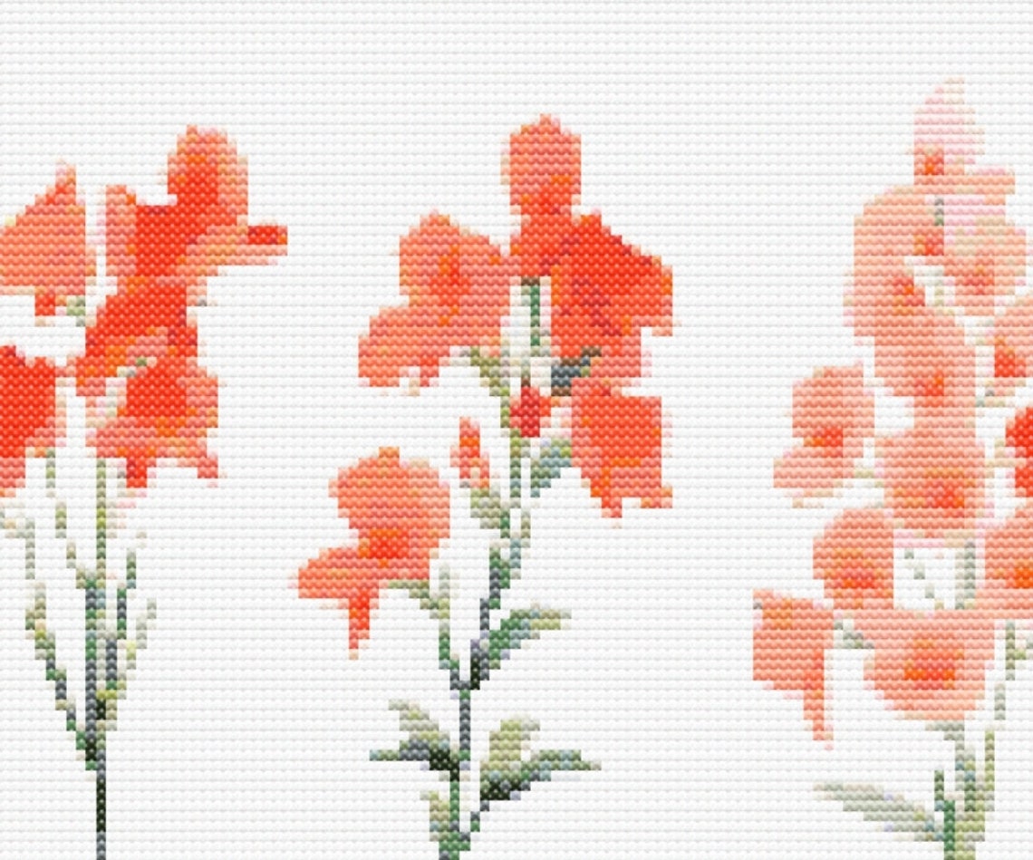 Snapdragon Wildflowers Botanical Cross Stitch Sewing Modern Embroidery ...