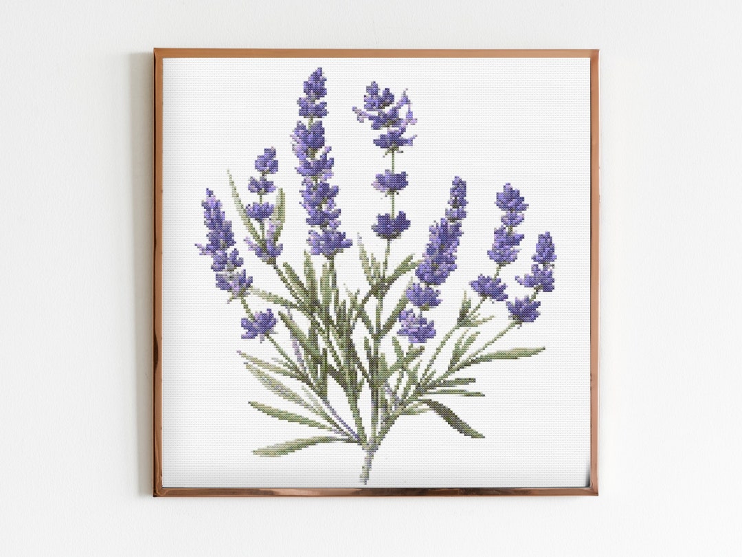 Lavender Botanical Cross Stitch Sewing Modern Embroidery Pattern ...