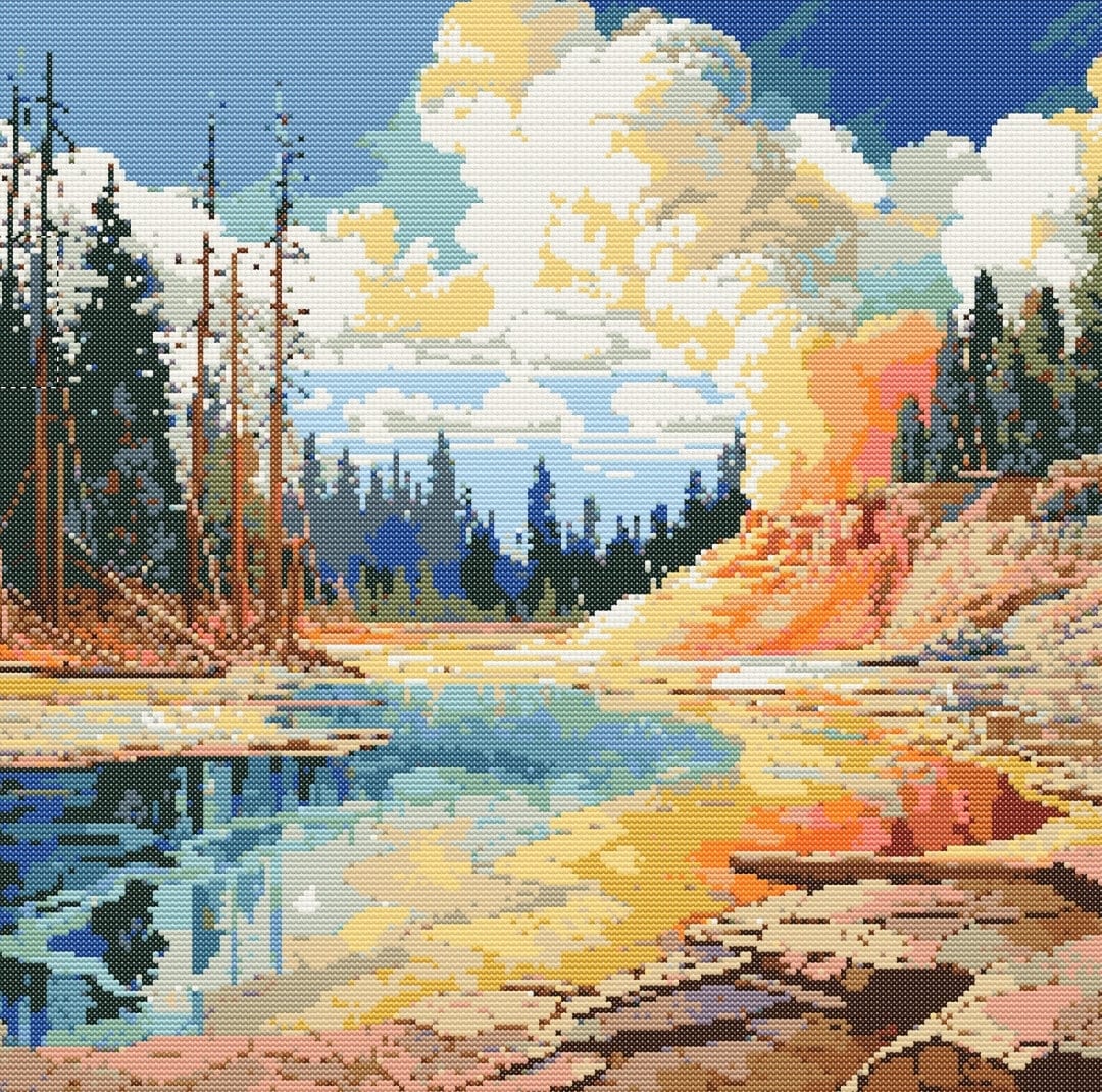 Yellowstone National Park Cross Stitch Sewing Embroidery Pattern ...