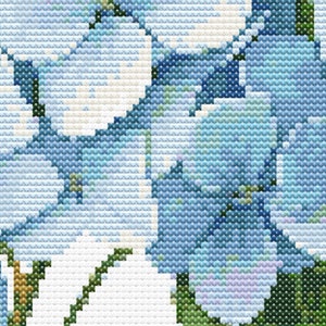 Blue Hydrangea Botanical Cross Stitch Sewing Modern Embroidery Pattern ...