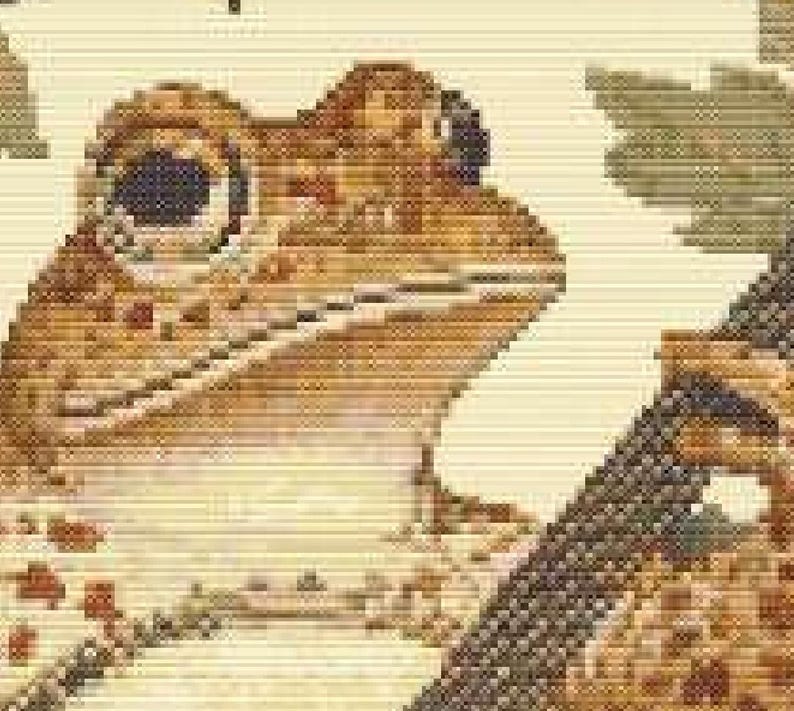 Frog Playing a Banjo Cross Stitch Pattern Sewing Modern Embroidery Dark ...