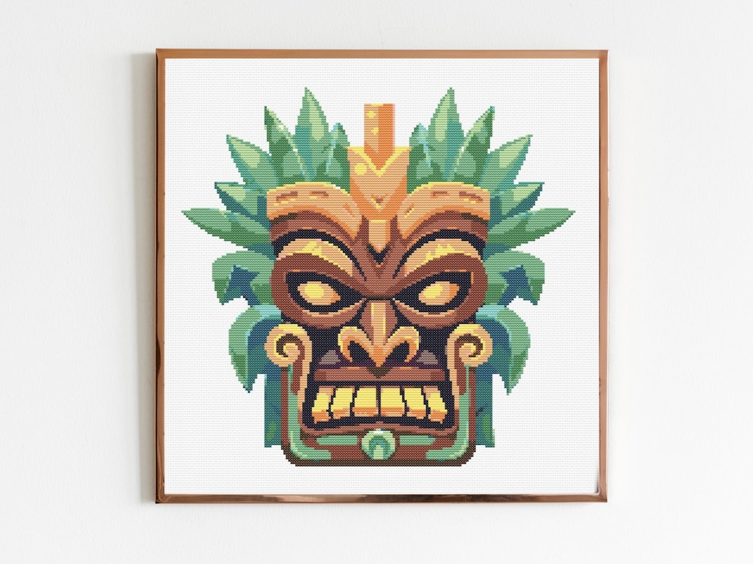 Tiki Mask A Cute Cross Stitch Pattern Sewing Modern Embroidery Download ...