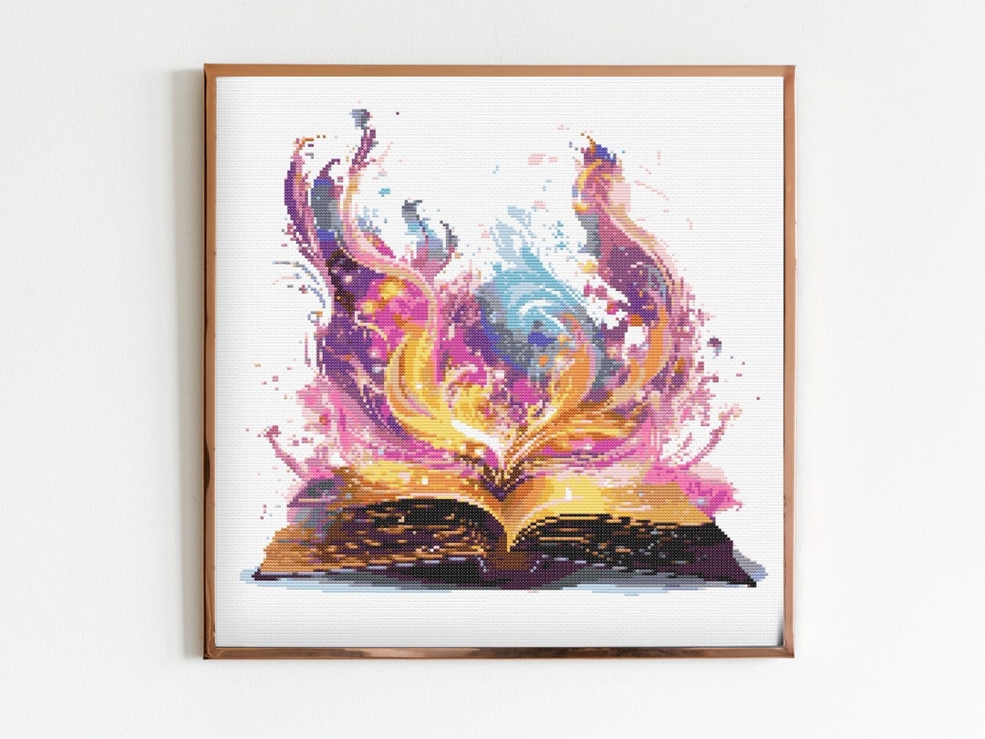 Magic Book Cross Stitch Pattern Sewing Modern Embroidery Dark X-stitch ...