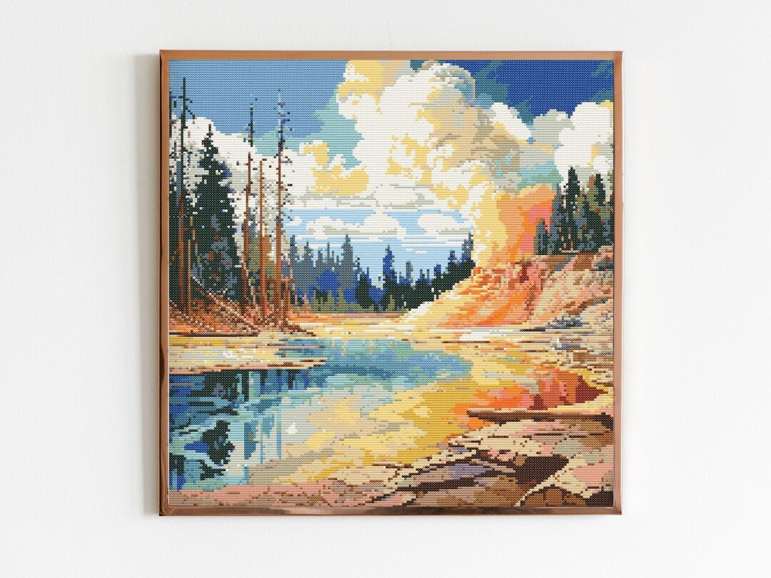 Yellowstone National Park Cross Stitch Sewing Embroidery Pattern ...