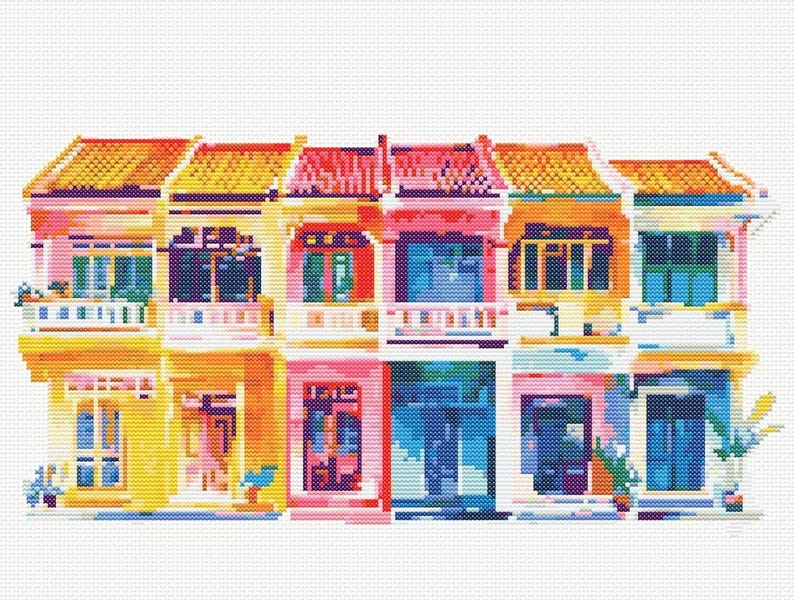 Peranakan Style House Cross Stitch Sewing Embroidery Pattern Instant ...