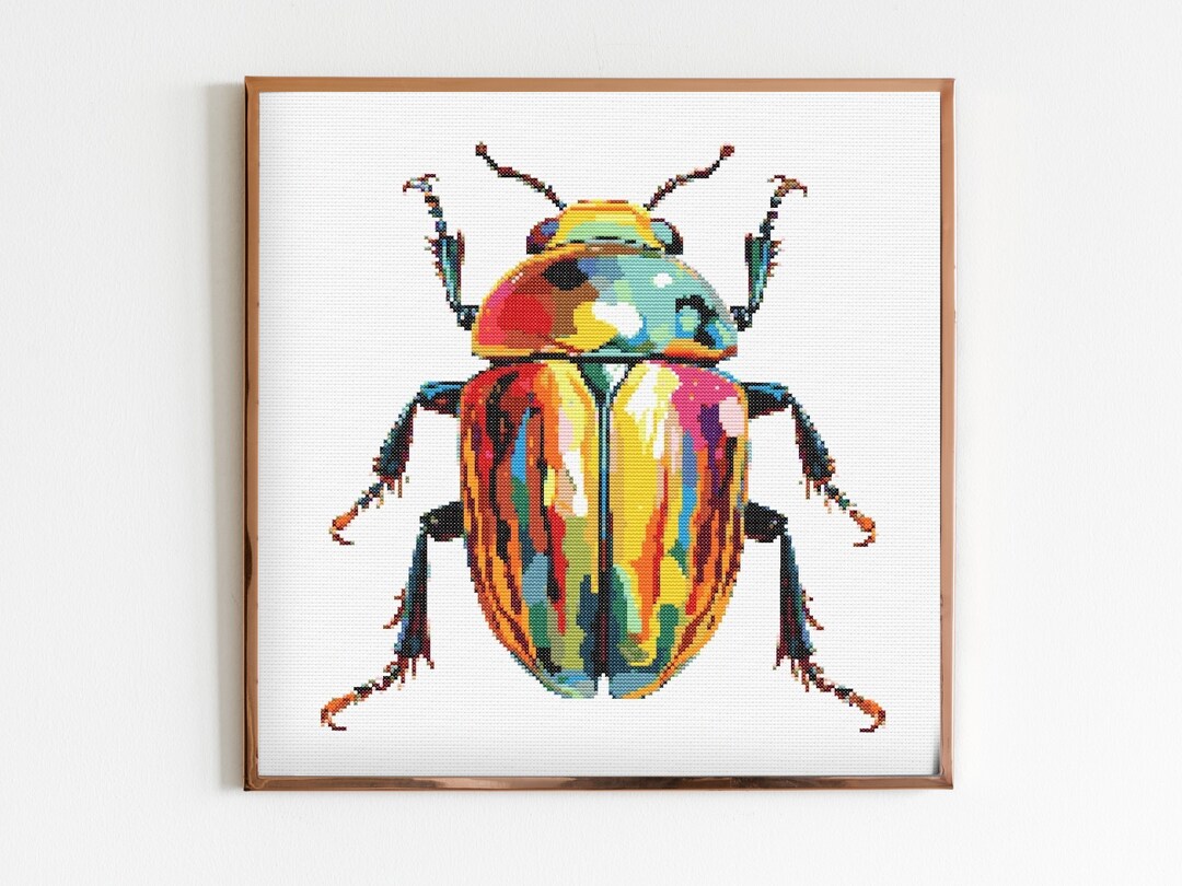 Painted Beetle A Cross Stitch Sewing Embroidery Pattern Instant DMC ...