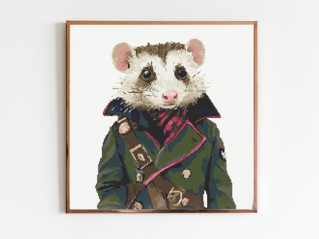 Opossum Cross Stitch Pattern Sewing Embroidery DMC Artwork Minimal ...
