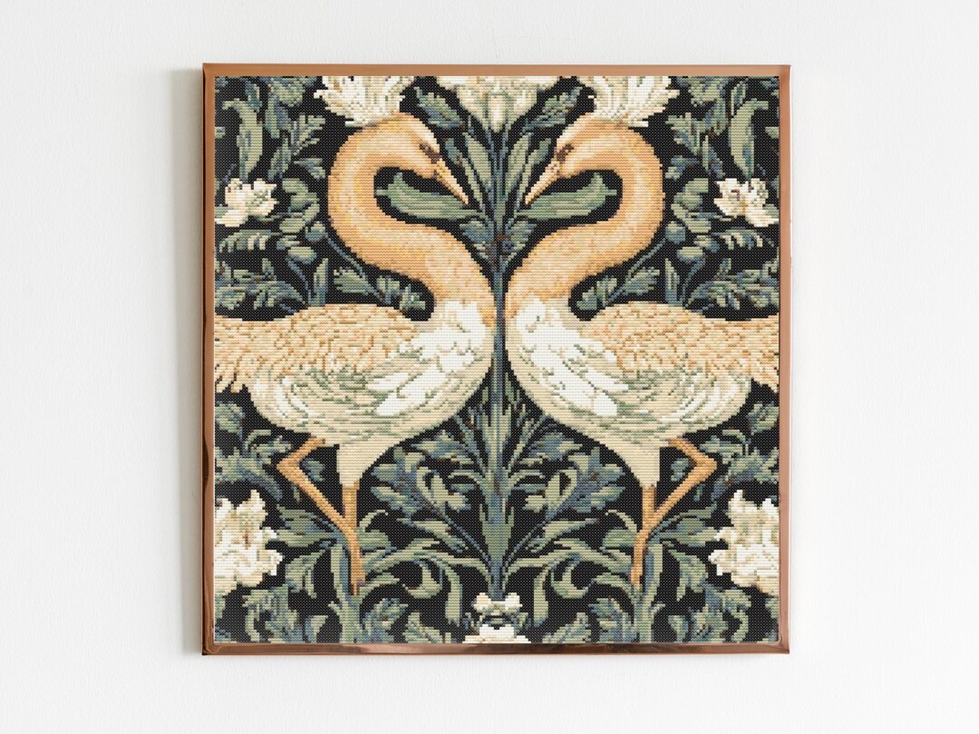 William Morris Style Birds and Botanicals Cross Stitch Sewing Modern ...