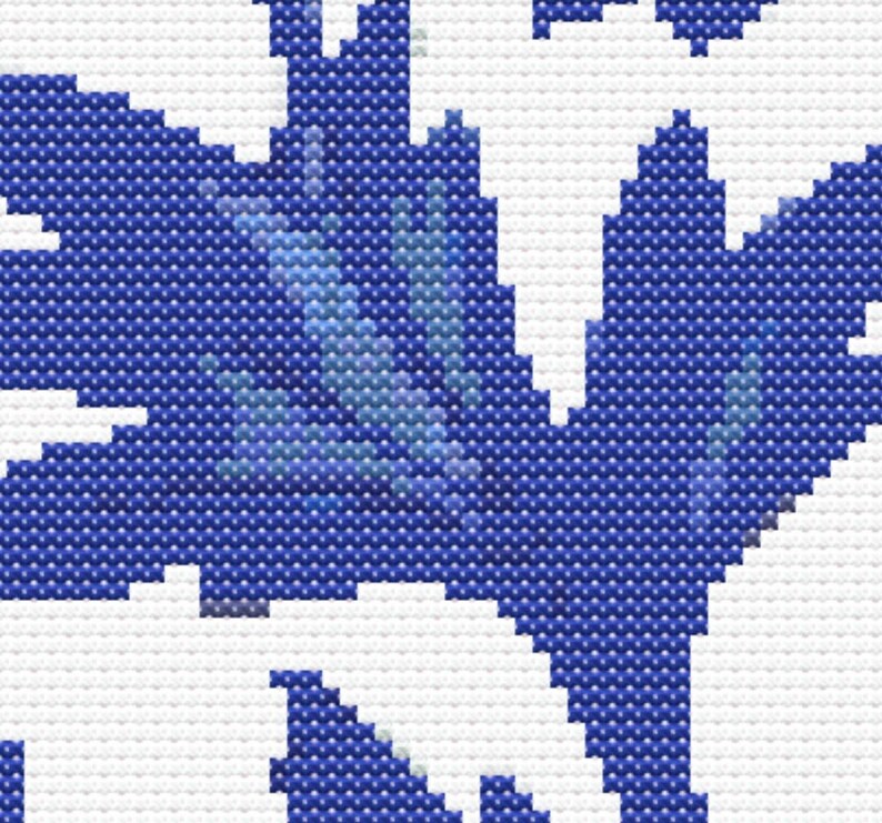 William Morris Style Blue Botanical Cross Stitch Sewing Modern ...