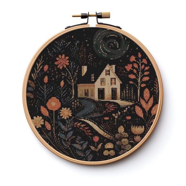 Dark Sunflowers Botanical Cross Stitch Sewing Modern Embroidery Pattern ...