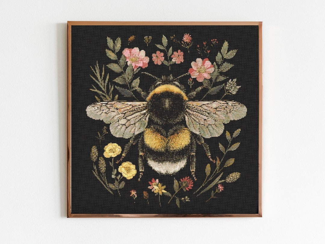 Boho Bumble Bee Cross Stitch Pattern Sewing Modern Embroidery Instant ...