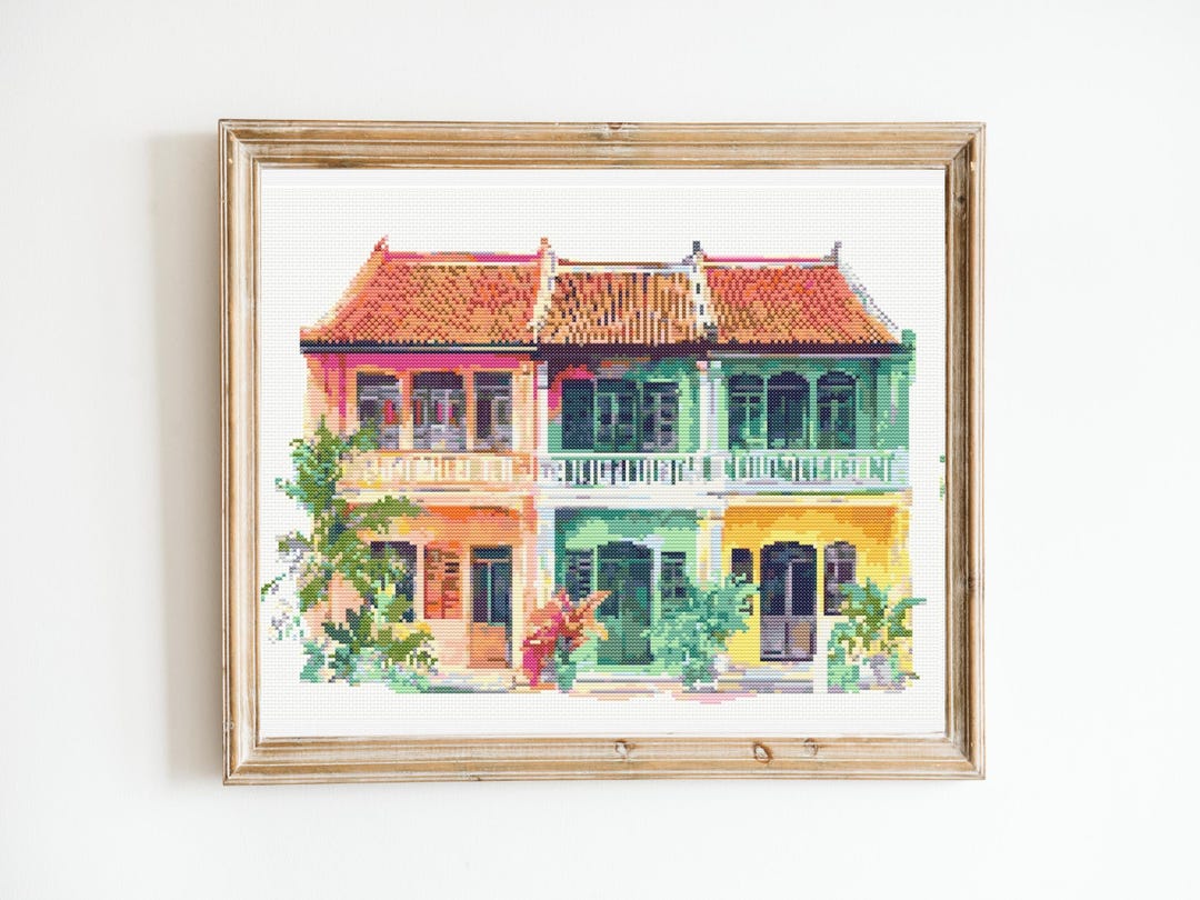 Peranakan Style House Cross Stitch Sewing Embroidery Pattern Instant ...