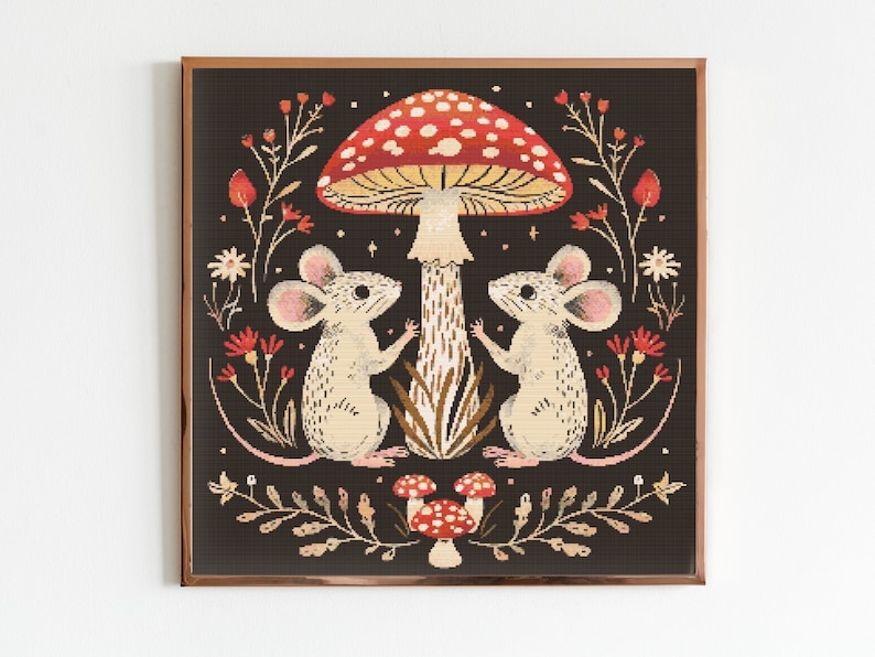 Folklore Mouse Cross Stitch Pattern Sewing Embroidery Dark X-stitch ...