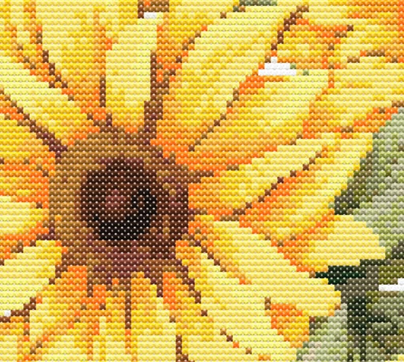 Sunflowers Cross Stitch Sewing Modern Embroidery Pattern Instant DMC ...