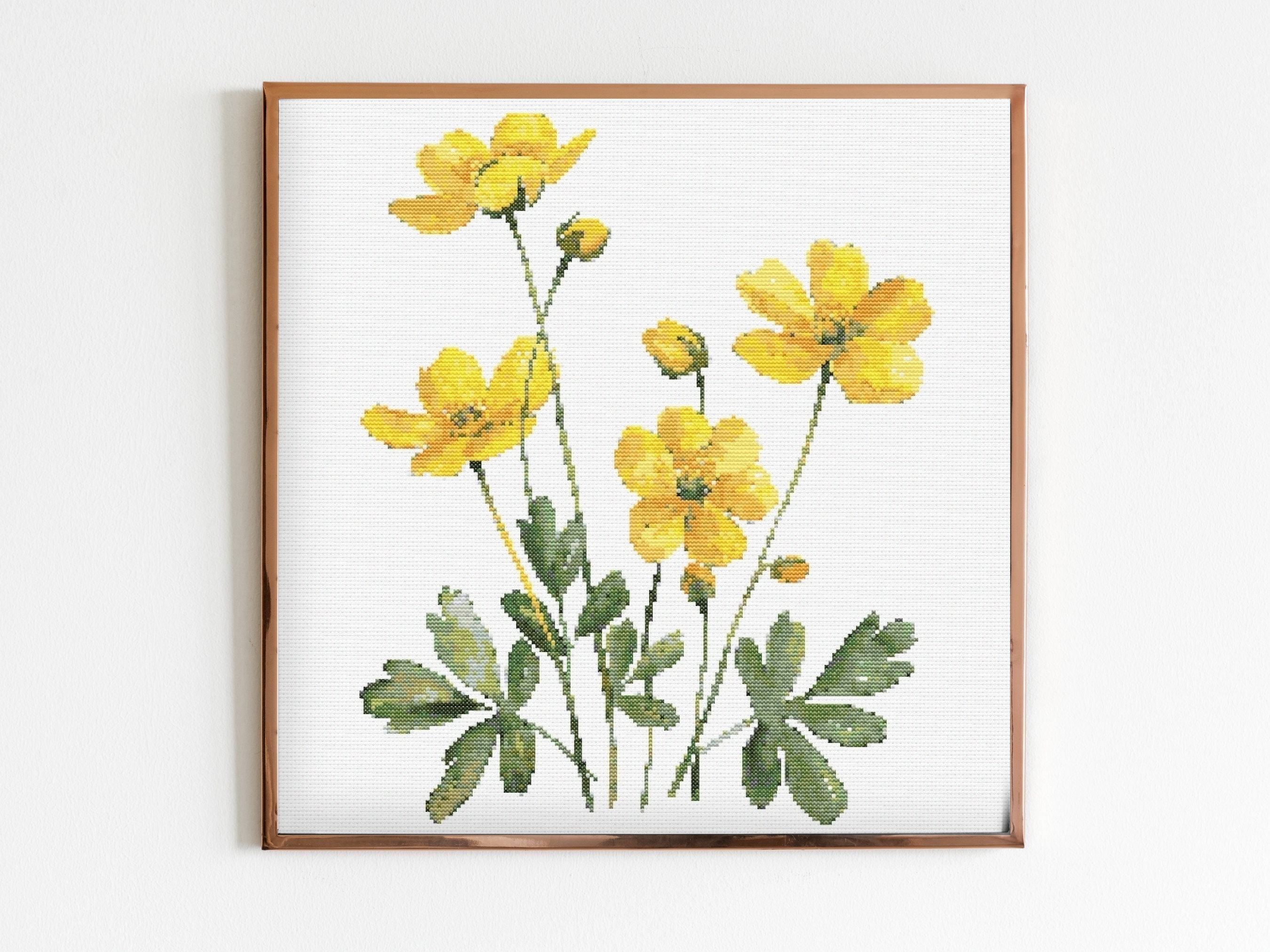 Buttercup Botanical Cross Stitch Sewing Modern Embroidery Pattern ...