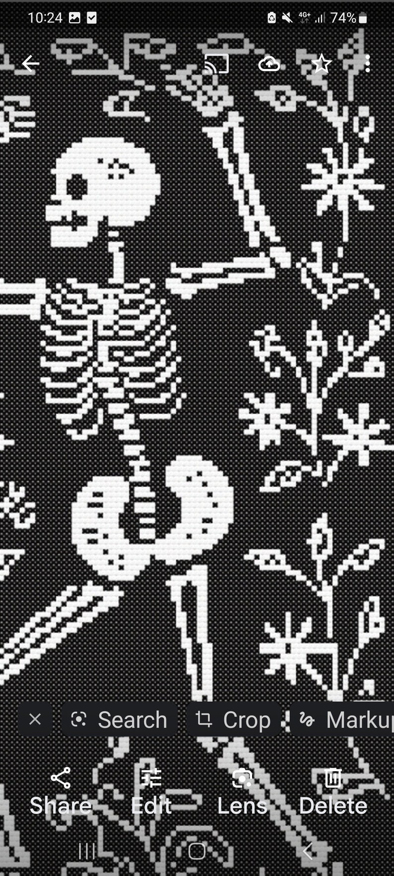 Dancing Skeleton Cross Stitch Pattern Sewing Modern Embroidery Instant Download Dark X-stitch ...