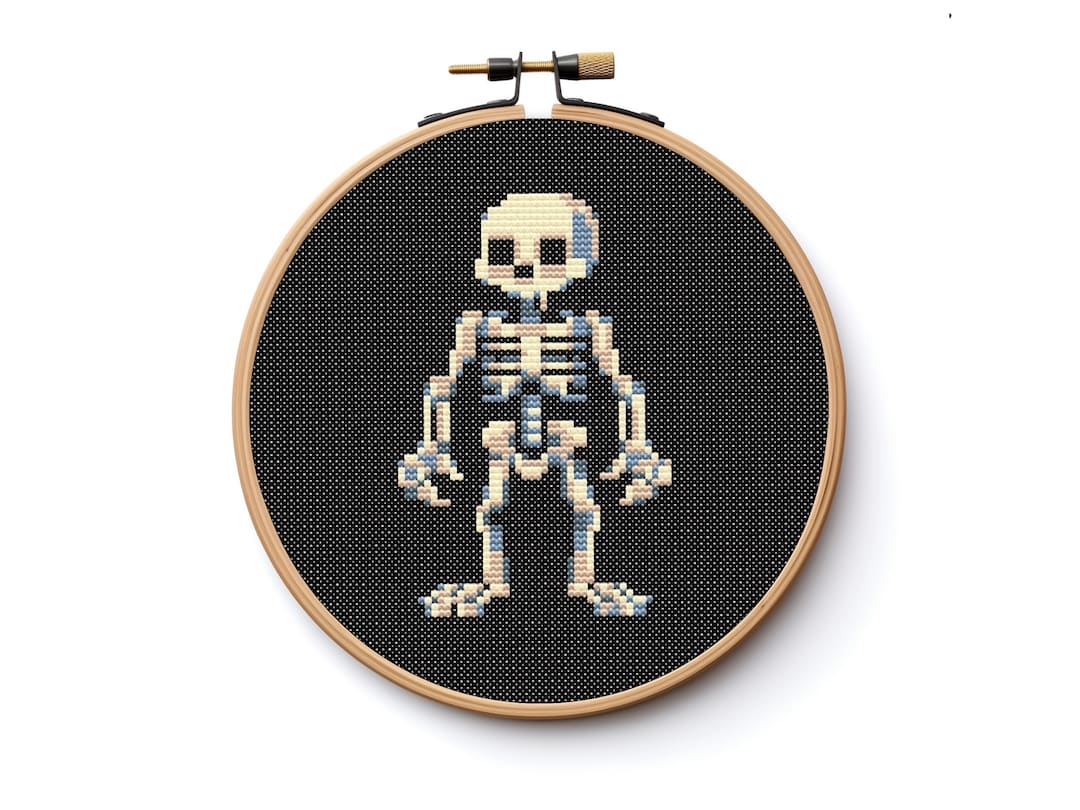 Creepy Skeleton Cross Stitch Pattern Sewing Modern Embroidery Instant ...