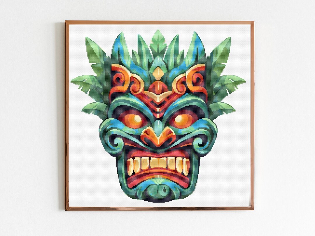 Tiki Mask C Cute Cross Stitch Pattern Sewing Modern Embroidery Download ...