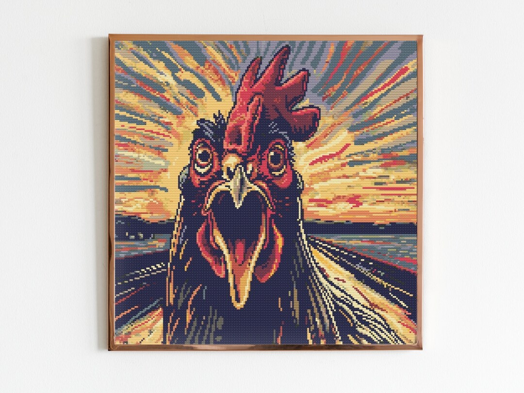 The Chicken Scream Cross Stitch Sewing Modern Embroidery Pattern DMC ...