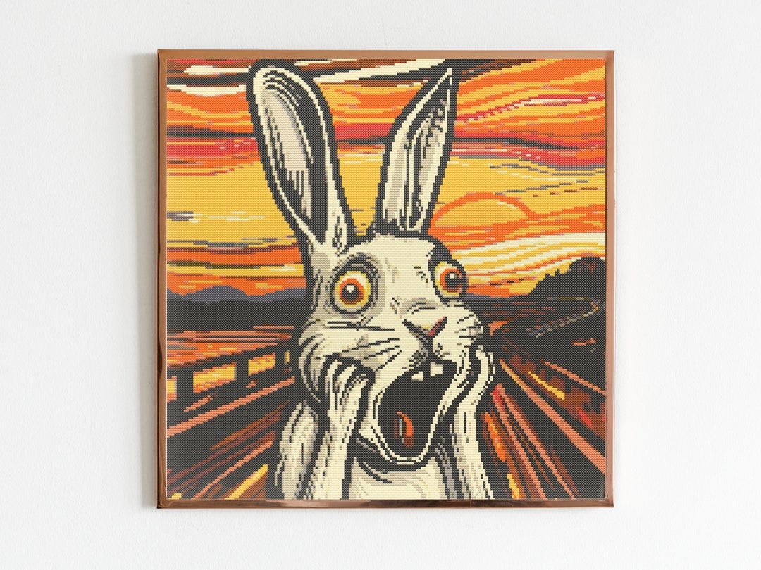 The Bunny Scream Cross Stitch Sewing Modern Embroidery Pattern Instant ...