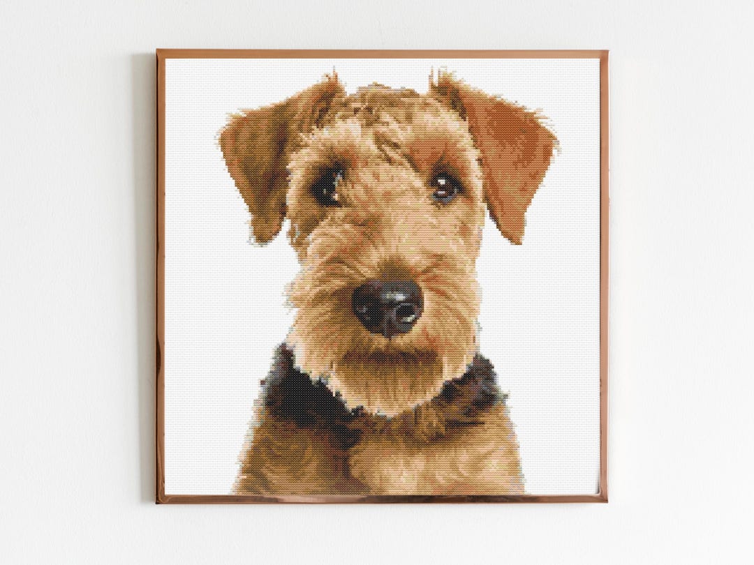 Airedale Terrier Dog Cross Stitch Pattern Sewing Embroidery DMC ...