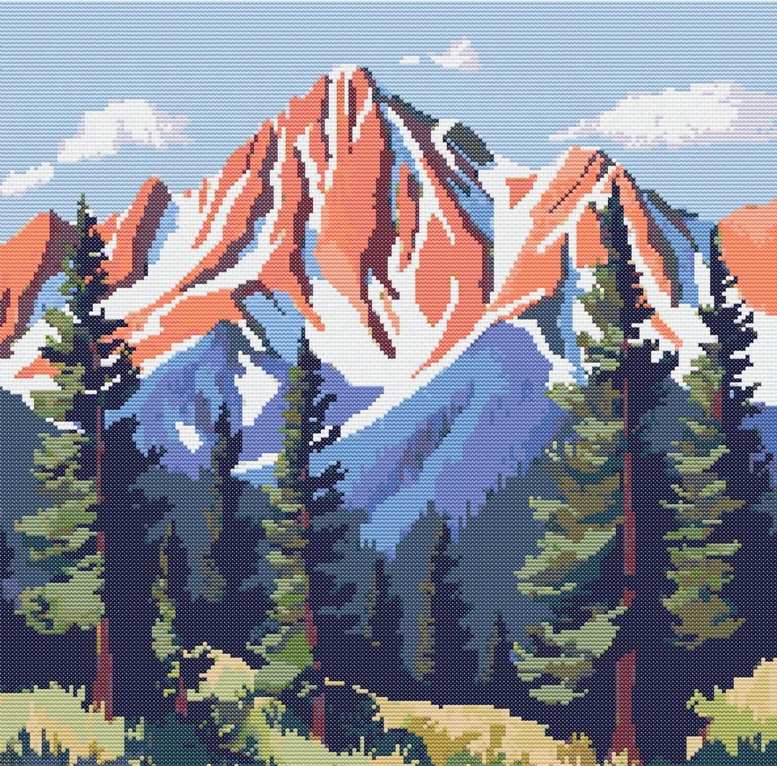 Colorado Mountains Cross Stitch Sewing Embroidery Pattern Instant ...
