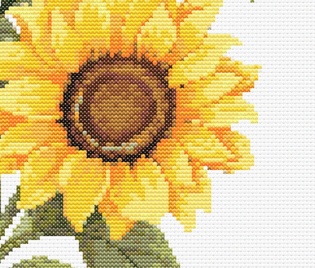Sunflowers Cross Stitch Sewing Modern Embroidery Pattern Instant DMC ...